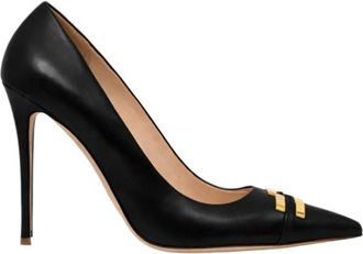 Elisabetta Franchi Femme, Chaussures, Noir, Taille: 39 EU Escarpin en cuir avec d&eacute;tail logo
