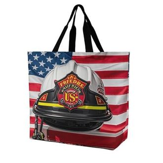 Generic Drapeau Am&eacute;ricain Des Pompiers &Agrave; Rayures Rouges Sac &Agrave; Bandouli&egrave;re R&eacute;utilisable Tote Bag D&eacute;contract&eacute; Sac Fourre-Tout Pour Plage Universit&eacute; Voyage