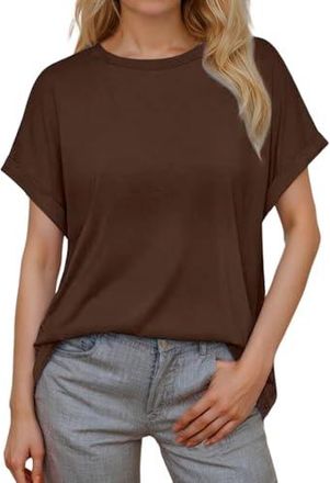 Generic Tee Shirt Femme Col Rond Ample T Shirt &Agrave; Manches Courtes Haut Femme Basiques