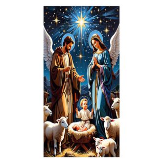 Generic Weihnachten Haust&uuml;r Abdeckung Stoff religi&ouml;se Krippe dekorative h&auml;ngende Banner f&uuml;r Zuhause Urlaub saisonale Feier innen au&szlig;en Display | Ideal f&uuml;r Wan