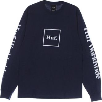 HUF Domestic Langarmshirt - Navy - - Sweatshirts & Hoodies - Herren - Blau - XL