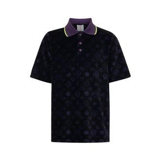 Casablanca Monogram Velour Polo Shirt - - Tops - Herren - Schwarzk - S