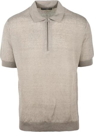 Daniele Fiesoli Homme, Tops, Beige, Taille: XL Polo en maille avec zip