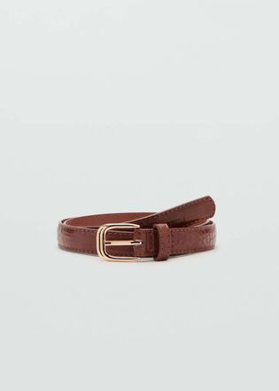 Mango Ceinture fine effet cuir croco marron - Femme - XL - MANGO