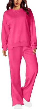 Generic Surv&ecirc;tement de sport pour femme - 2 pi&egrave;ces - Confortable - Sweat et pantalon - Tenue dentra&icirc;nement d&eacute;contract&eacute;e - Manches longues - Avec poches - Comb