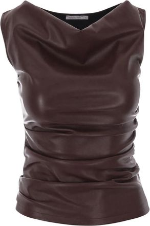 Patrizia Pepe Top enduit drap&eacute; - Femme - Tops - Brun - Taille: 42 FR