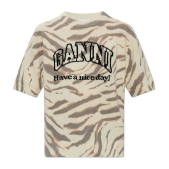 Ganni Animal Print Top - - Tops - Damen - Beige - L