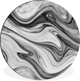 MuchoWow Wandbild Rund Wanddeko Deko Wohnzimmer Bilder 90x90 cm Marmor - Muster - Grau - Marmoroptik - Schwarz