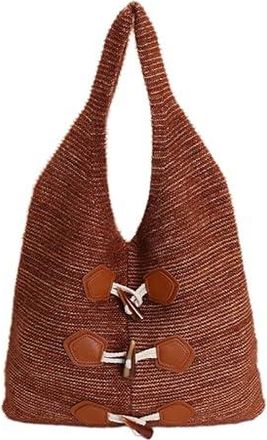 Generic Sac simple tricot&eacute; sous les aisselles, sac de voyage en plein air, sac fourre-tout l&eacute;ger pour femme, travail, voyage, marron, 380.00x20.00x290.00mm