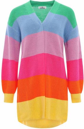 Zwillingsherz Cardigan Katja One Size, Wollanteil, Langarm, Blockstreifen, ohne Verschluss