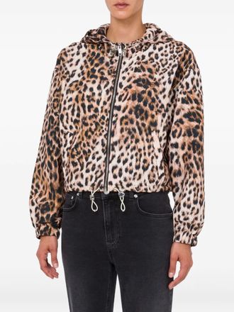 Moschino veste crop &agrave; imprim&eacute; l&eacute;opard - Marron