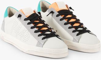 P448 Baskets &agrave; d&eacute;tails color&eacute;s en cuir