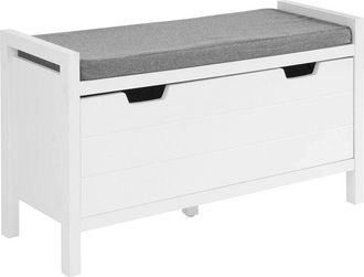 SoBuy SoBuy FSR97-W Banc à Chaussures Meuble Entrée Meuble Chaussures Commode à Chaussures avec Coussin Rembourré et 1 Abattant