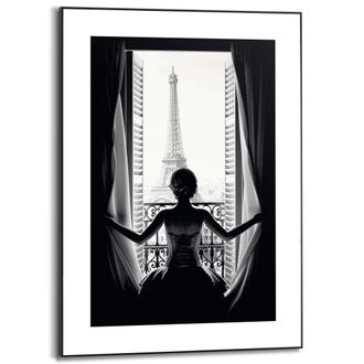 Reinders Gerahmtes Bild, Frau in Paris, Schlafzimmer, Bilder, Wanddeko, Room Decor, MDF, Schwarz-Wei&szlig;, 70 x 50