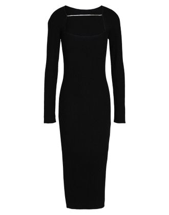 8 by YOOX WOOL BLEND MIDI DRESS WITH CHAIN NECKLINE DETAIL