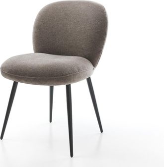DELIFE Esszimmerstuhl Nube-Flex Strukturstoff Soft Taupe 4-Fu&szlig; konisch Schwarz Taschenfederkern, Esszimmerst&uuml;hle