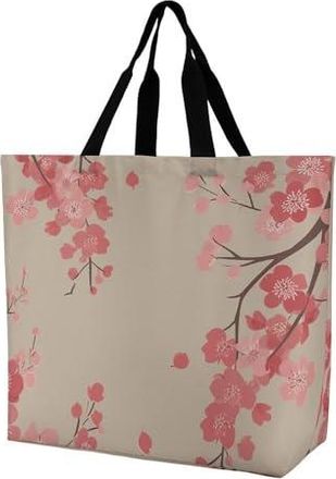 Generic Cerises Romantiques Japonaises Sac Courses R&eacute;utilisable Tote Bag Pliable Sac Fourre Tout Pour Quotidienne Voyage Plage