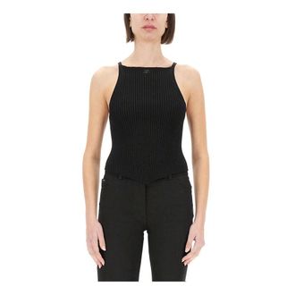 Courr&egrave;ges Signature Pointy Rib Knit Top - - Tops - Damen - Schwarzk - L