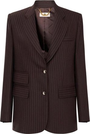 Elisabetta Franchi Nadelstreifen-Blazer aus Schurwolle - - Jackets - Damen - Braun - L