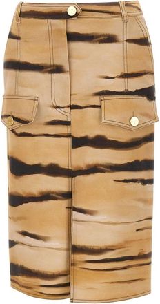 Elisabetta Franchi Femme, Jupes, Brun, Taille: 38 FR Tiger Print Drill Skirt