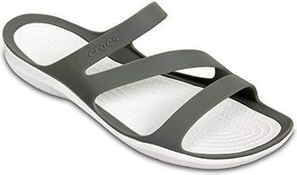 Crocs Femme Swiftwater Sandal W Sandales, Smoke/White, 33/34 EU