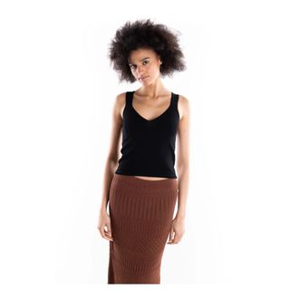 Akep &Auml;rmellose Oberteile - - Tops - Damen - Schwarzk - XS