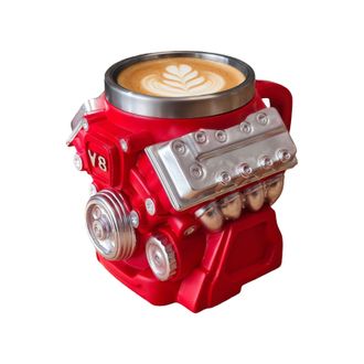 Generico Kaffeetasse mit V8-Motor-Design, klassisches Teegeschirr, Tasse mit Griff, Geschenk f&uuml;r leidenschaftliche M&auml;nner, Auto-Liebhaber, Geburtstag, Weihnach