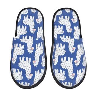 Generic Pantoufles De Maison Mignon Dessin Anim&eacute; Lama Alpaga Bleu Unisexe Pantoufles En Feutre L&eacute;gers Chaussons DInt&eacute;rieur Pour Automne Femmes H&ocirc;tel L