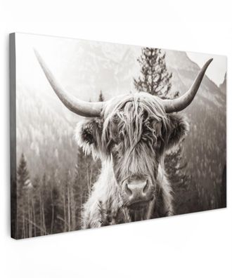 MuchoWow &copy; Leinwand Gro&szlig; 120x80 cm XXL Deko Schlafzimmer Aesthetic Leinwandbilder Wohnzimmer Gem&auml;lde Foto Geschenk Living Room Decoration Schottisches Hochland