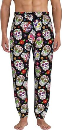 DJNGN Pantalon de Jogging Fleuri &agrave; Motif t&ecirc;te de Mort Mexicaine, Pantalon de surv&ecirc;tement Amusant, Pantalon de surv&ecirc;tement d&eacute;contract&eacute; pour Homme, Taille XL