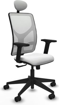 Piqueras y Crespo Schreibtischstuhl mit Armlehnen und hoher R&uuml;ckenlehne, wei&szlig;, h&ouml;henverstellbare Lendenwirbelst&uuml;tze und festes Kopfteil, ausgestattet mit 3 Positionen, 