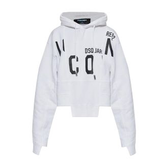 Dsquared2 Femme, Sweatshirts et sweats à capuche, Blanc, Taille: 40 FR Sweat à capuche avec imprimé logo