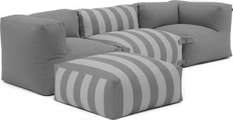 Oviala Garten-Ecksofa, gestreift, modular, 4-Sitzer, grau - Mixi