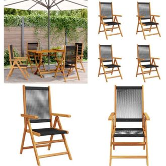 vidaXL Vidaxl - Gartenstuhl Verstellbar 4 Stk. Schwarz Massivholz Akazie - Gartenstuhl - Holz Gartenstuhl - Akasie Gartenstuhl - Esszimmerstuhl