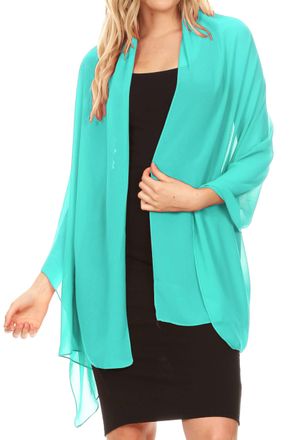 Sakkas 18225 - Jona Frauen Soft Sheer Chiffon Braut Hochzeit Abend Schal Schal Wrap Stola - T&uuml;rkis - 7029