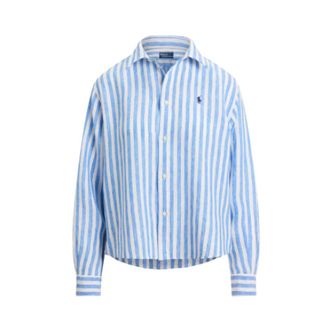 Ralph Lauren Femme, Blouses et Chemises, Bleu, Taille: 36 FR Chemise Courte en Lin