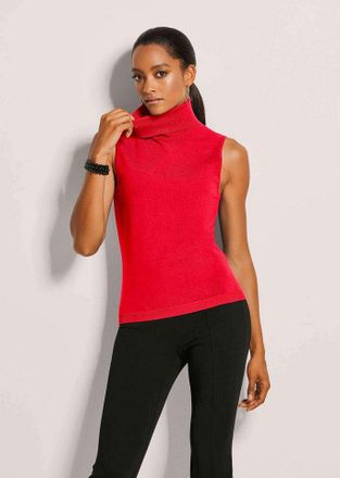 Madeleine Strickpullover Viskosepullover ohne &Auml;rmel Pullunder mit Rollkragen und ohne &Auml;rmel