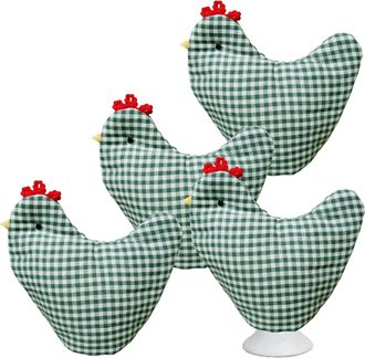 Matches 21 Eierwärmer 4er Set im Landhaus-Stil - Schöne Huhn Ei-Wärmer grün weiß kariert - 9 x 12 cm große Abdeckung für Frühstücks-Eier als Küche Tischdeko