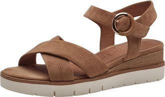 Tamaris Damen Plateau Sandalen Leder Sommer; CAMEL/braun; 37 EU