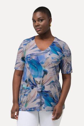 Ulla Popken T-Shirt Slinkyshirt A-Linie V-Ausschnitt Halbarm