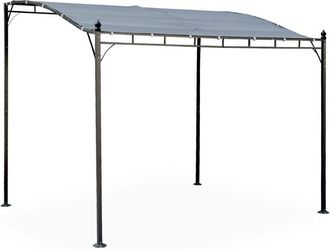 Sweeek Pergola adoss&eacute;e 3x2.5m - Brestum - Toile grise - Pergola murale