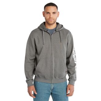 Timberland Herren Hood Honcho Sport Full-Zip Sweatshirt Kapuzenpullover, Dark Charcoal Heather-White, Large Tall
