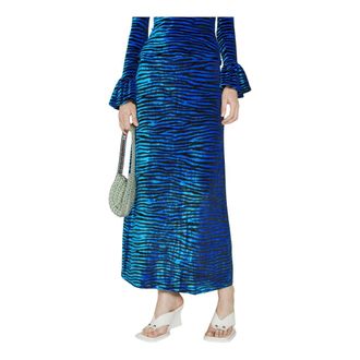 Paco Rabanne Samt-Maxirock mit Zebramuster - - Skirts - Damen - Blau - 2XS