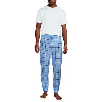Lands End Pyjama-Set aus Baumwoll-Jersey, Herren, Gr&ouml;&szlig;e:56-58 regular, Blau, Baumwoll-Mischung, by Lands End