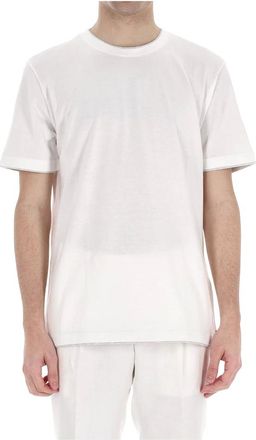 Eleventy Homme, Tops, Blanc, Taille: 2XL T-shirt en coton &agrave; col rond