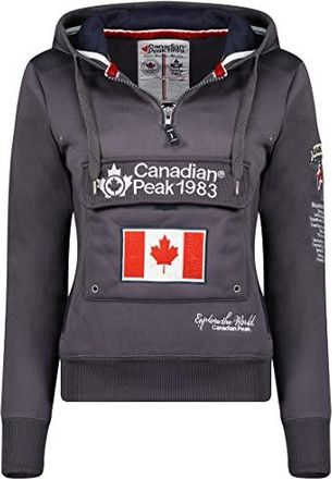 Canadian Peak Gyrelle Lady - Sweat Femme Zip Capuche Poches - Sweatshirt Pull Manches Longues Chaud Hoodie Veste - Femmes Printemps Ete Automne Hiver (Gris Fonce M)