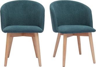 Miliboo Miliboo - Chaises scandinaves en tissu effet velours bleu canard et bois clair massif (lot de 2) vanity