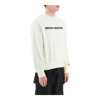 Heron Preston Baumwoll-Sweatshirt mit Rundhalsausschnitt- Logodruck und Stickerei - - Sweatshirts & Hoodies - Herren - Wei&szlig; - XL