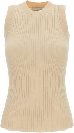 Sportmax Femme, Tops, Beige, Taille: 42 FR Tione Ribbed Tank