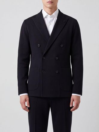 Lardini Blazer crois&eacute; en pure laine vierge &agrave; revers en pointe